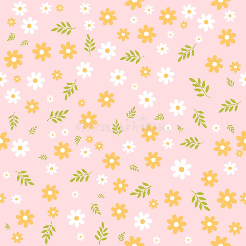Seamless Pattern with Flowers Cartoons Vector Illustration. Stock ...