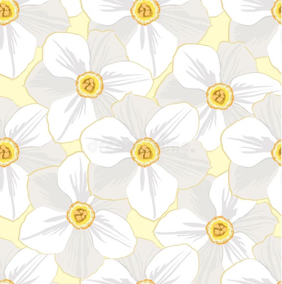 Seamless Pattern with Flowers Daffodils Stock Vector - Illustration of ...
