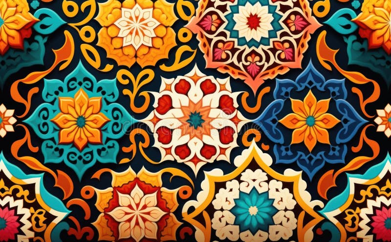 Seamless Pattern with Flowers Islamic Arabic Background Abstract ...