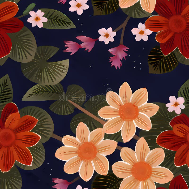 Flowers Repeating Pattern Seamless All Over Print Surface Tile for ...