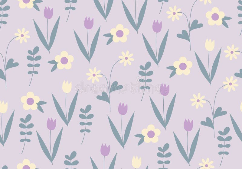 Seamless Pattern with Flowers and Leaves. Cute Background Texture ...