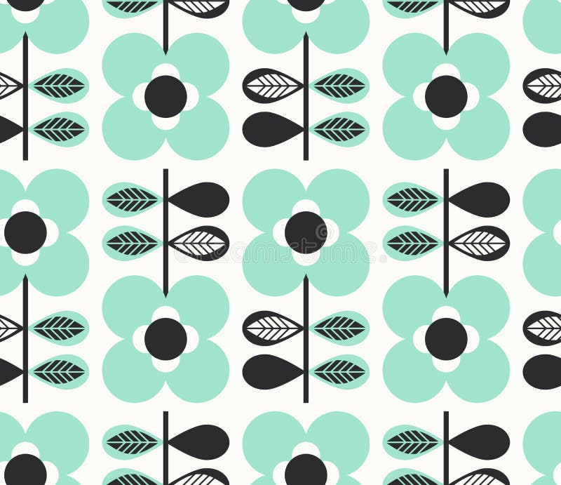 Seamless Pattern with Flowers and Leaves Stock Vector - Illustration of ...