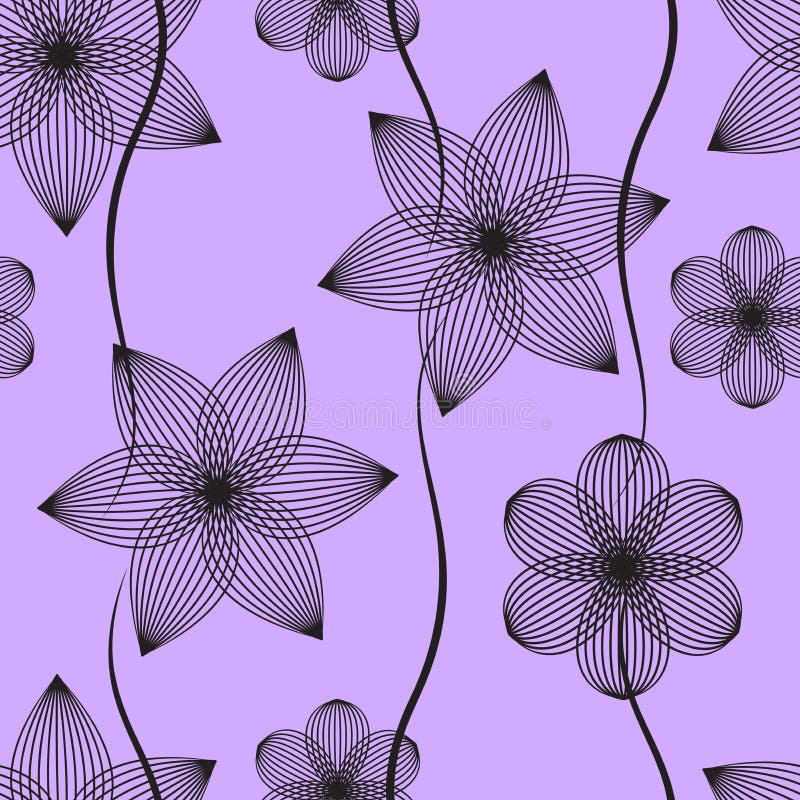 Seamless Pattern of Flowers on a Lilac Background . Stock Vector ...