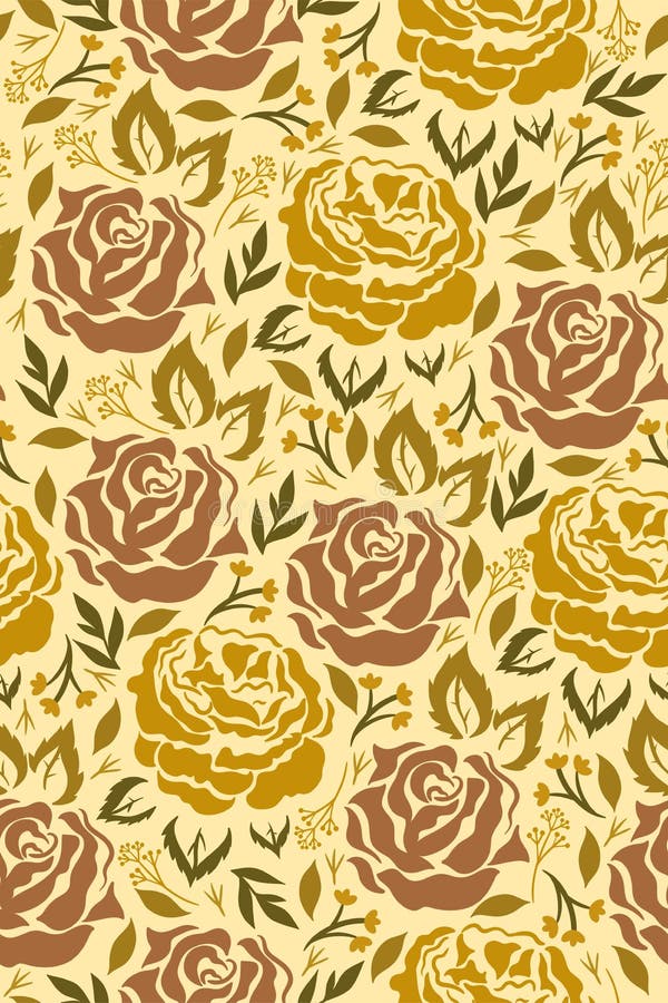 Seamless Pattern with Flowers in Mustard Colors. Vector Graphics Stock ...