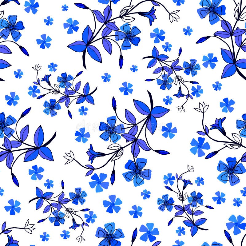 Seamless Pattern of Flowers Periwinkle. Vector Stock Illustration Eps10 ...