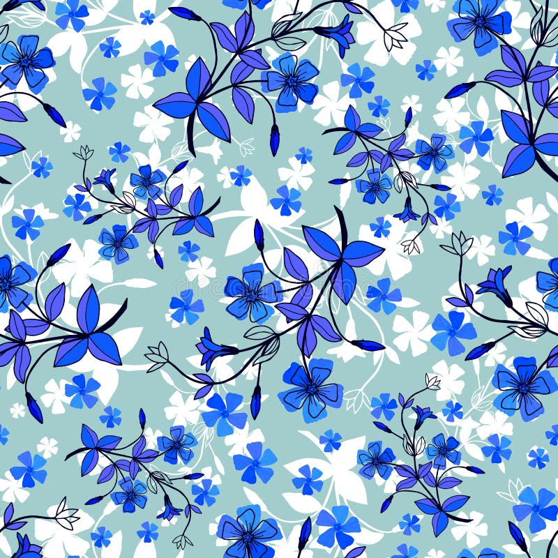 Seamless Pattern of Flowers Periwinkle. Vector Stock Illustration Eps10 ...