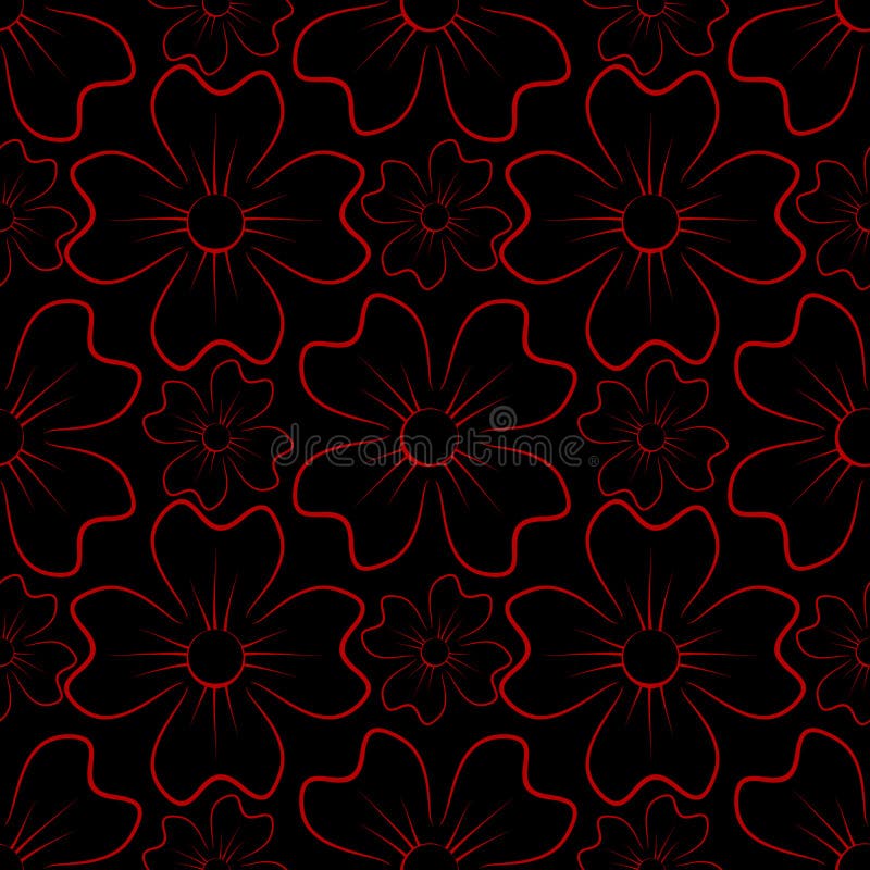 Seamless Pattern with Flowers. with Red Clover on a Black Background ...