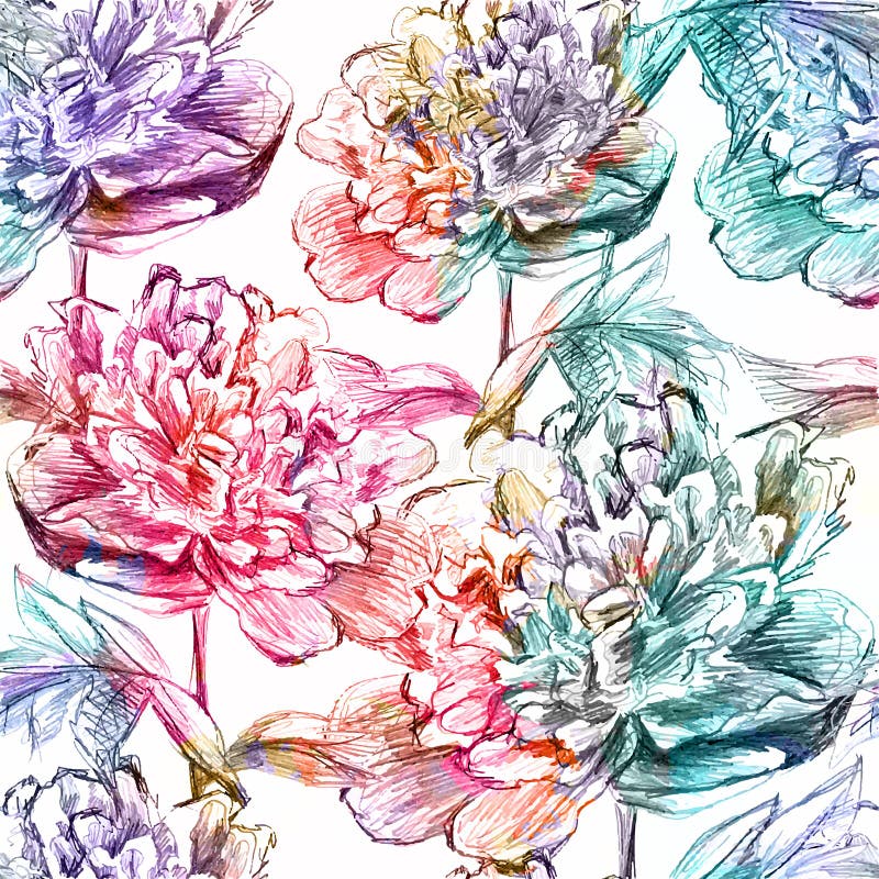 Seamless Pattern with Flowers. Vector, EPS 10 Stock Vector ...