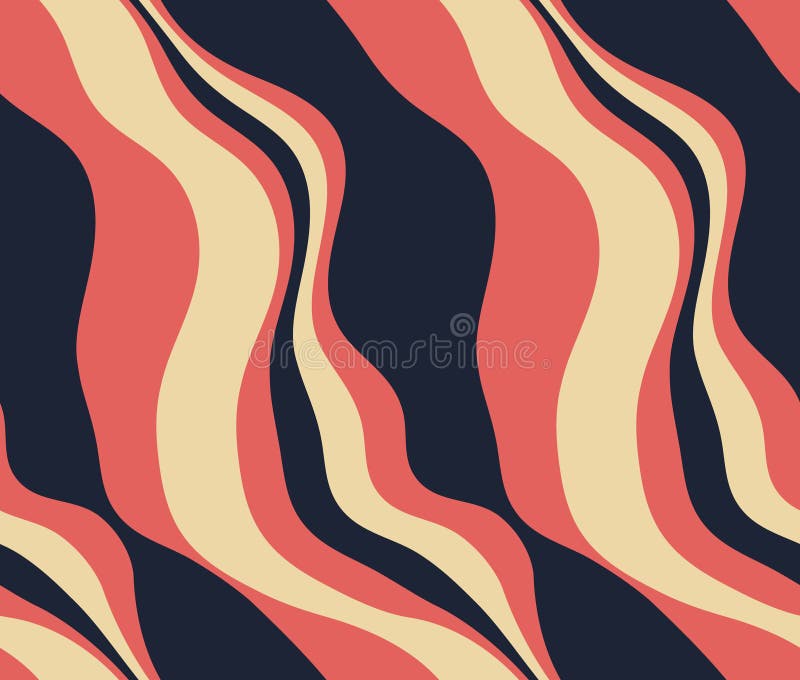 Seamless Pattern with Flowing Continuous Shapes. Abstract Retro ...