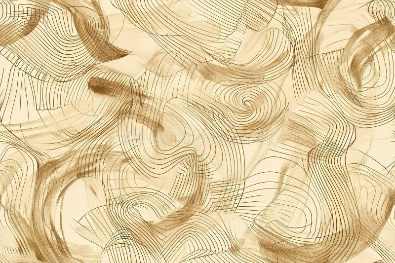 A Seamless Pattern with Flowing Line Art in Beige Tones, Creating an ...