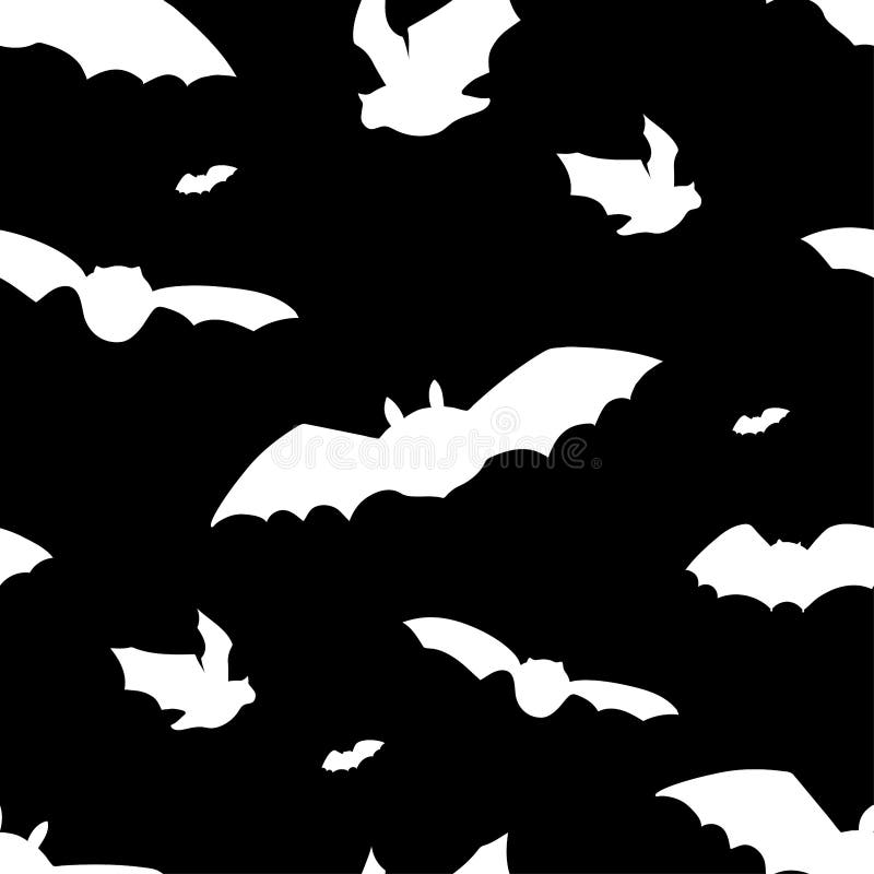 Seamless Pattern with Flying Bats on Black Background Stock ...
