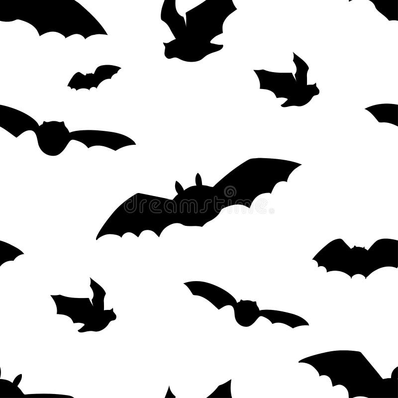Seamless Pattern with Flying Bats on White Background Stock ...