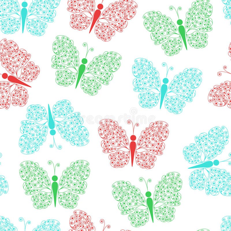 Seamless Pattern with Flying Butterflies Stock Vector - Illustration of ...