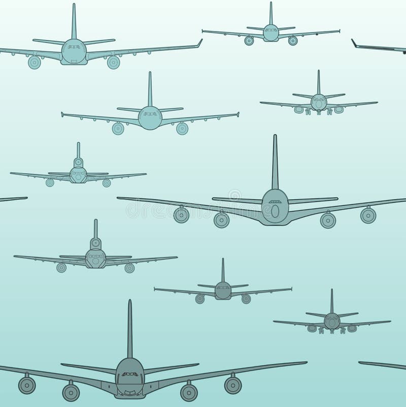 Seamless Pattern Flying Passenger Airplanes from Different Models ...