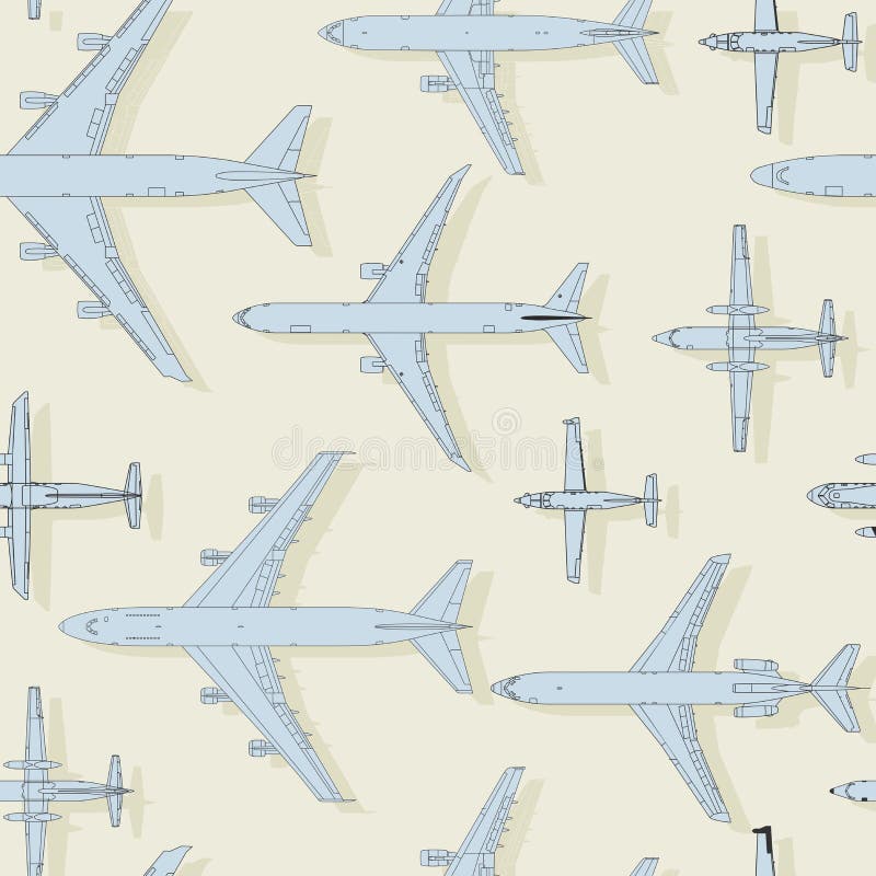 Seamless Pattern Flying Passenger Airplanes from Different Times ...