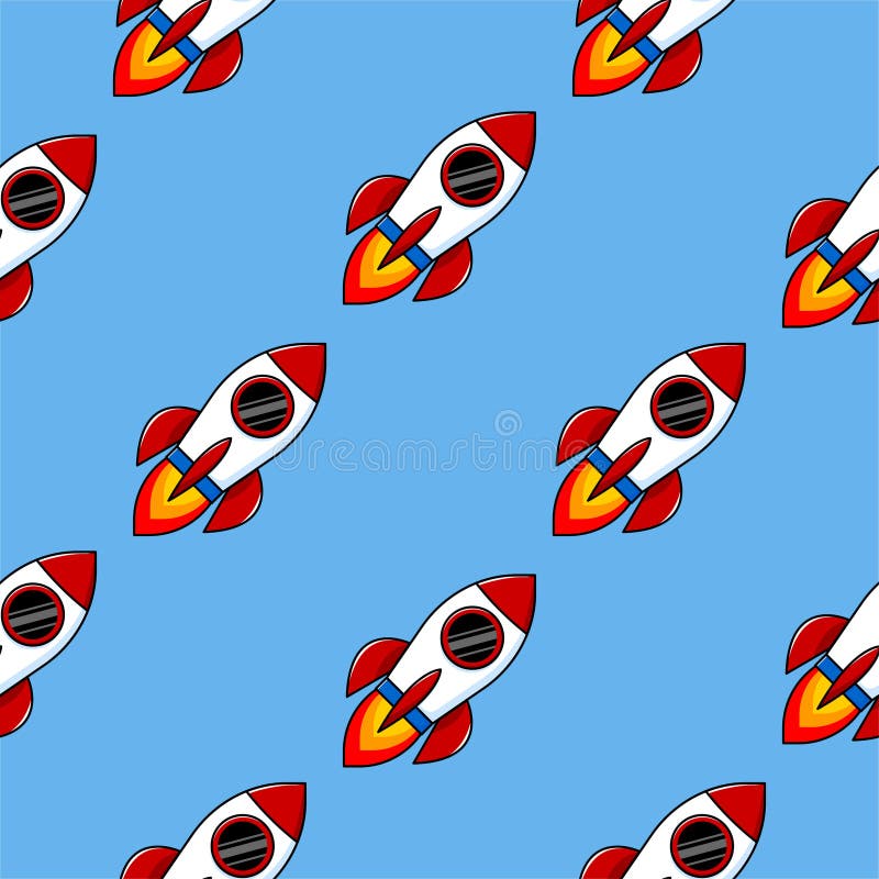Seamless Pattern Flying Rocket. Vector Illustration Stock Vector ...