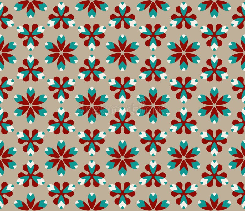 Seamless Pattern with Folk Motifs in 4 Colors Stock Illustration ...
