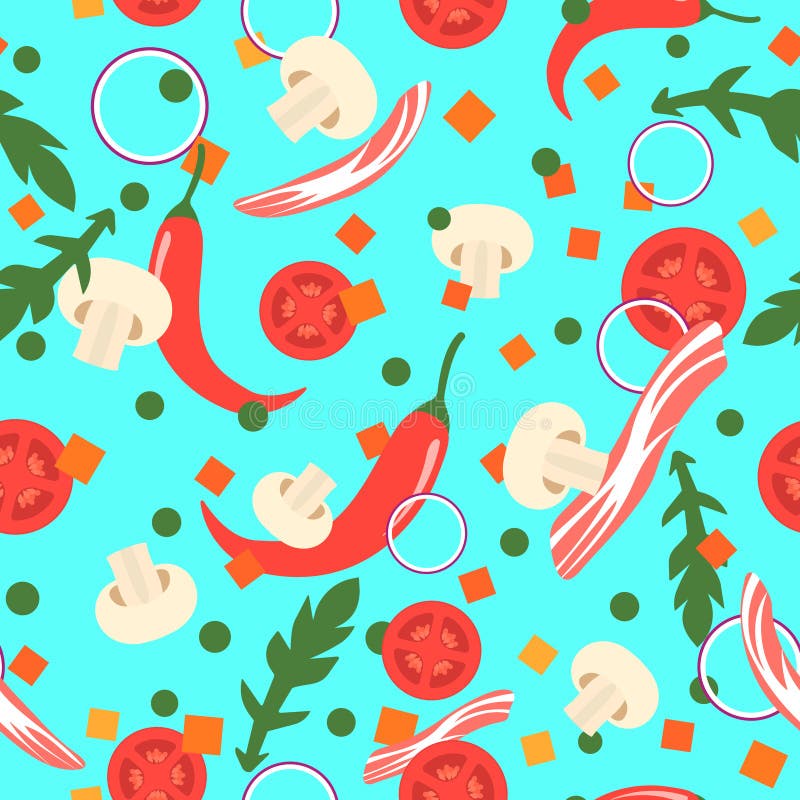 Seamless Pattern with Food Slices. Vector Design Elements Stock Vector ...