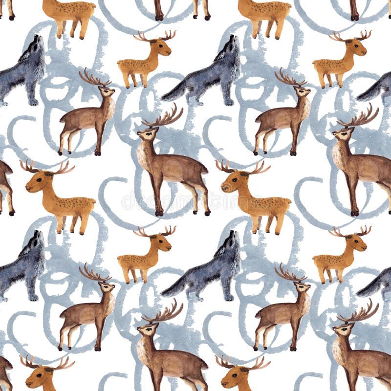 Seamless Pattern with Forest Animals on a White Background Stock ...