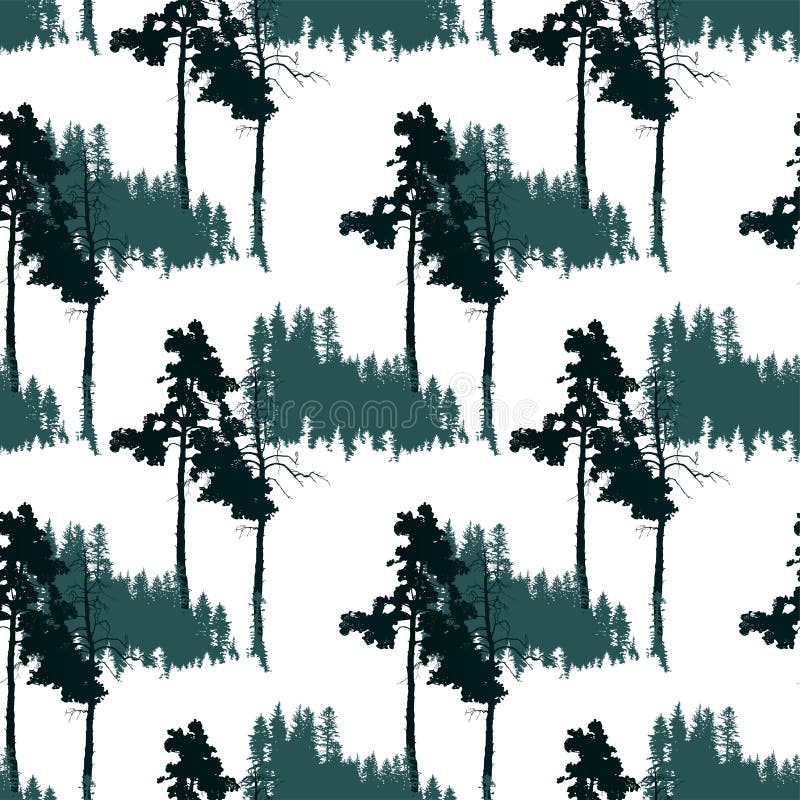 Seamless Pattern with Forest Landscape Stock Vector - Illustration of ...