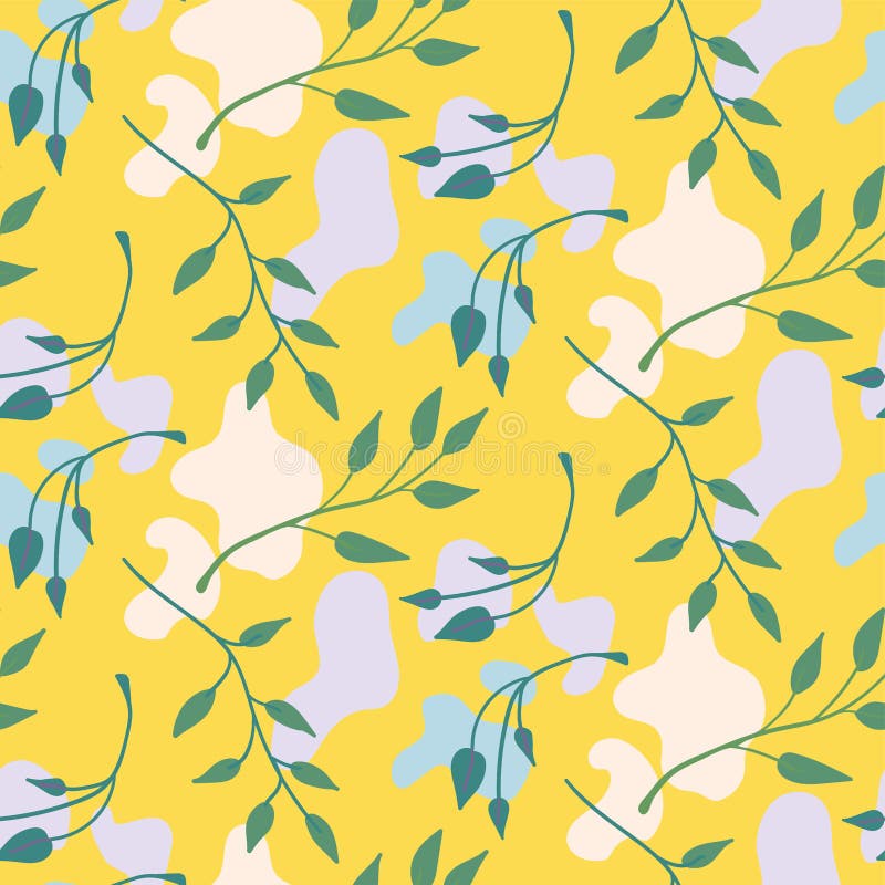 Seamless Pattern with Forest Plant Elements. Vector Stock Vector ...