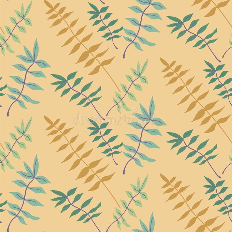 Seamless Pattern with Forest Plant Elements. Vector Stock Vector ...