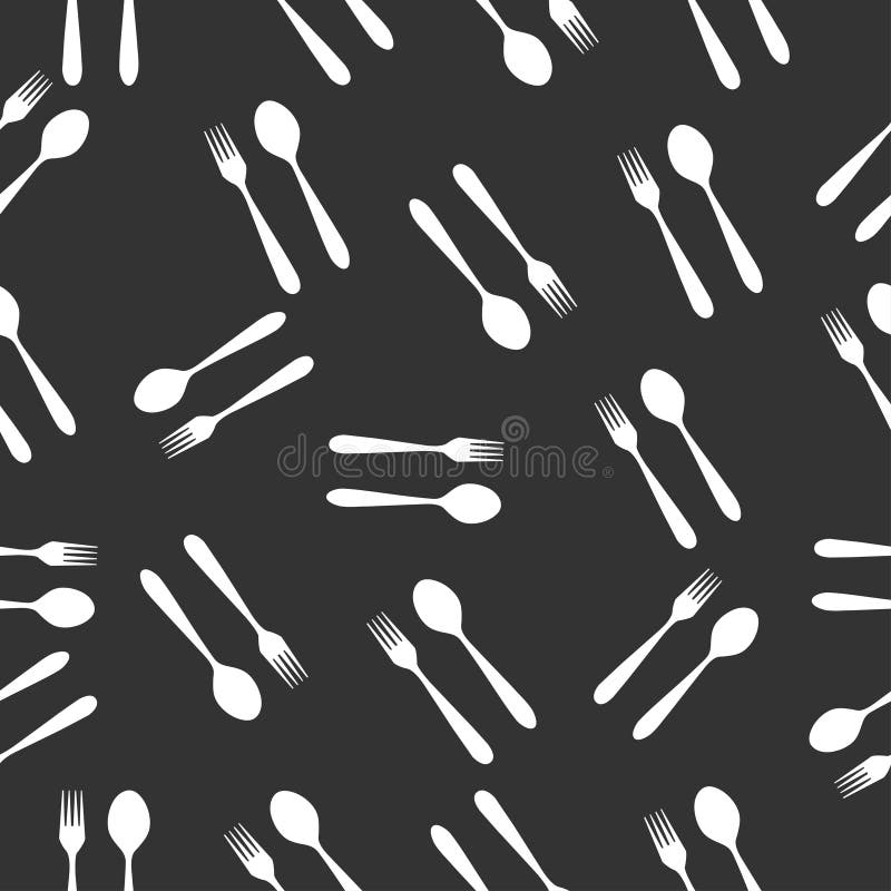 Seamless Pattern with Fork and Spoon Stock Vector - Illustration of ...