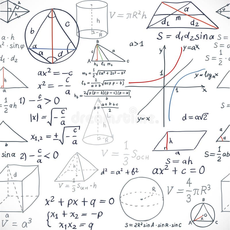 Seamless Pattern of the Formulas on the Geometry Stock Illustration ...