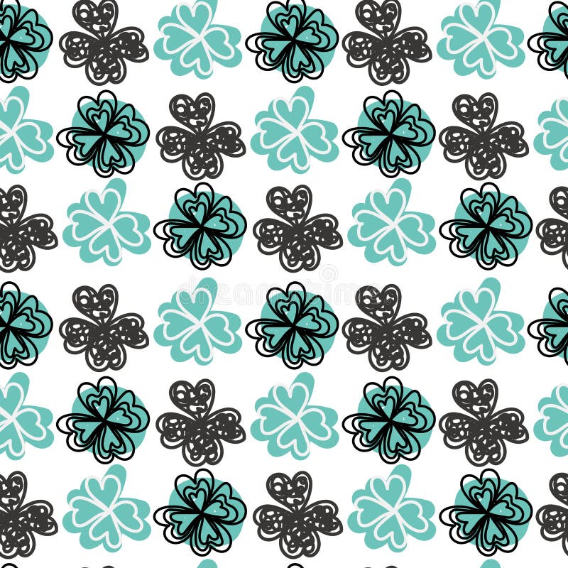 Clover Drawing Pattern Black White Stock Illustrations – 1,033 Clover ...
