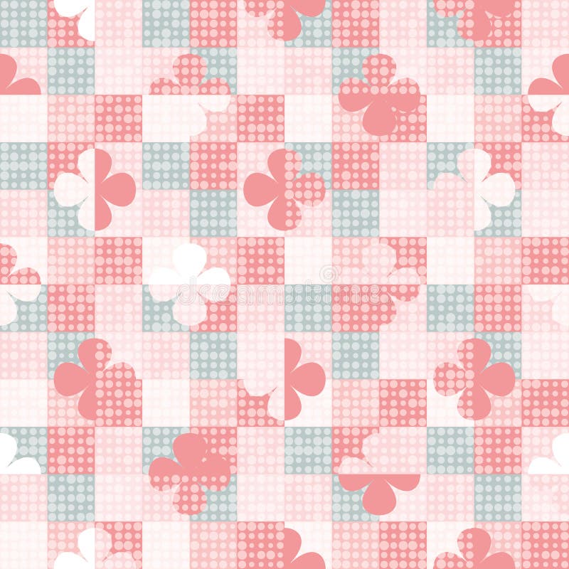 Seamless Pattern with Four Leaf Clover Symbols and Dots. Regularly ...