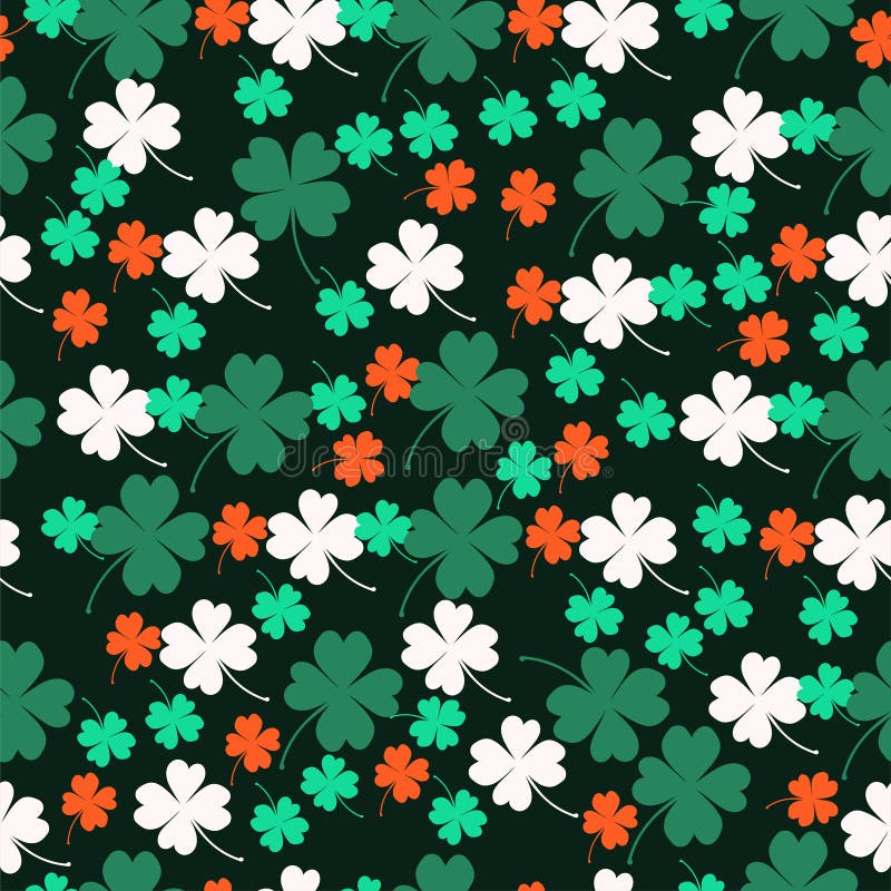 Seamless Pattern with Four Leaf Clover. Vector Graphics Stock ...