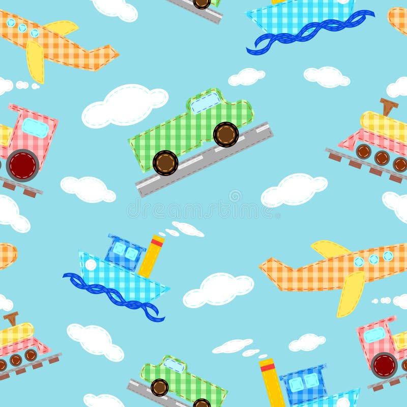 Seamless Pattern Four Types of Transport - Vector Stock Vector ...