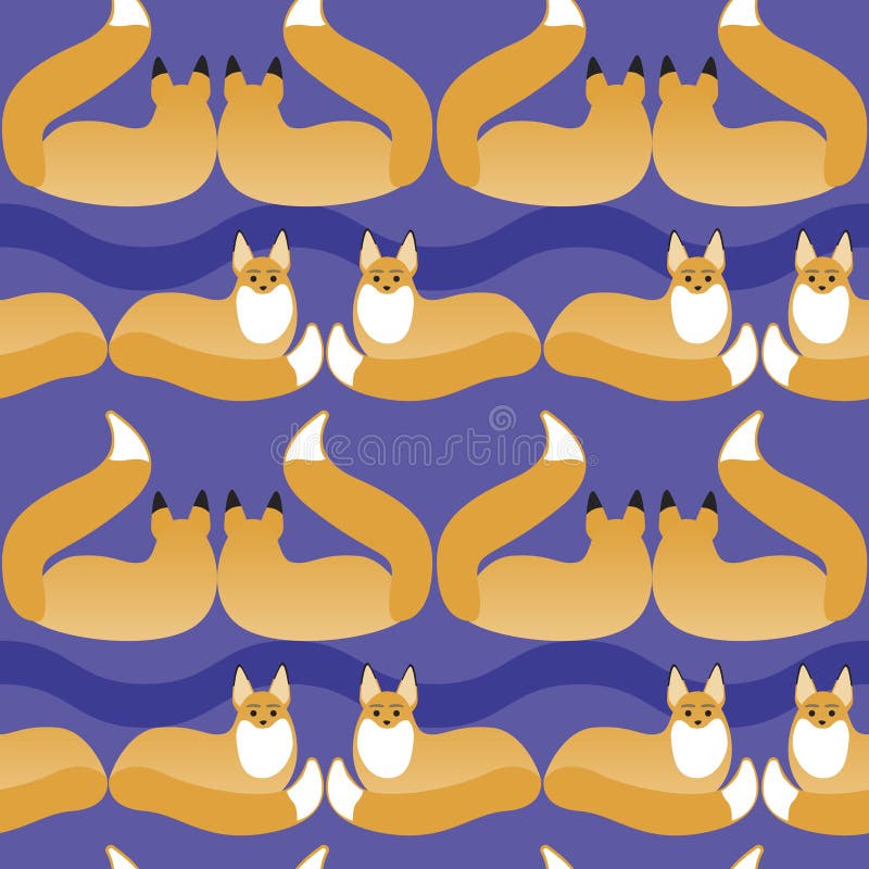 Seamless Pattern with Fox, Fox Lies, Flat Vector Stock Illustration As ...