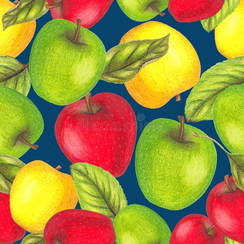Seamless Pattern of Fresh Apples Stock Illustration - Illustration of ...