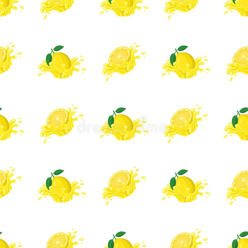 Seamless Pattern with Fresh Bright Lemon Juice Splash Burst Isolated on ...
