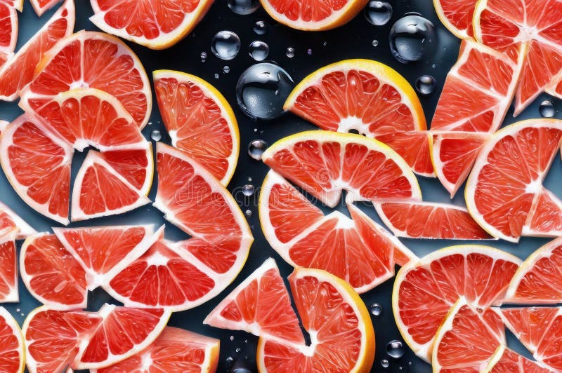 Seamless Pattern from Fresh Grapefruit with Water Drops Stock Photo ...