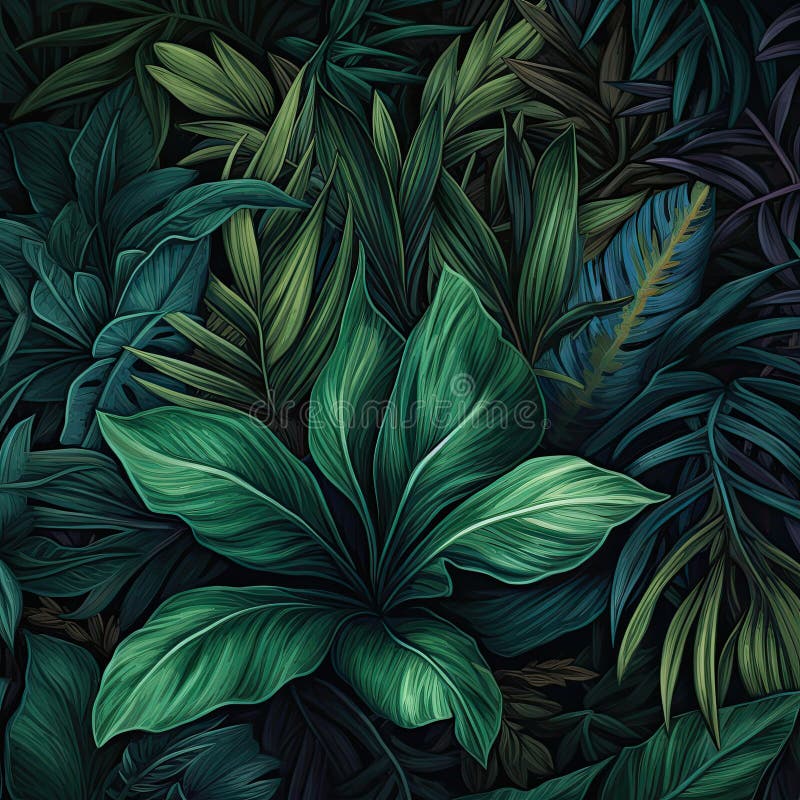 Seamless Pattern of Fresh Green Foliage Leaves in the Background. Ideal ...