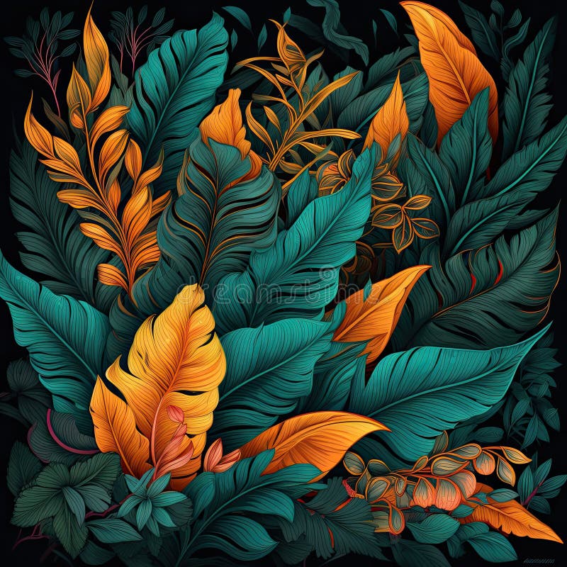 Seamless Pattern of Fresh Green Foliage Leaves in the Background. Ideal ...