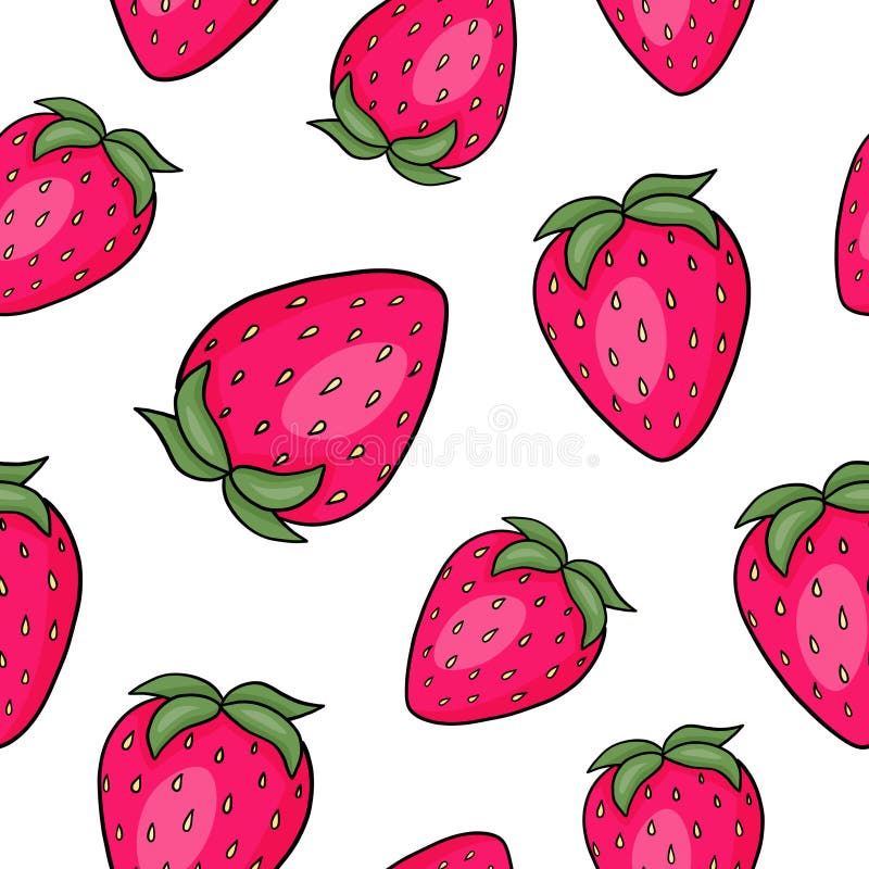 Seamless Pattern with Fresh Pink Strawberry. Stock Vector ...