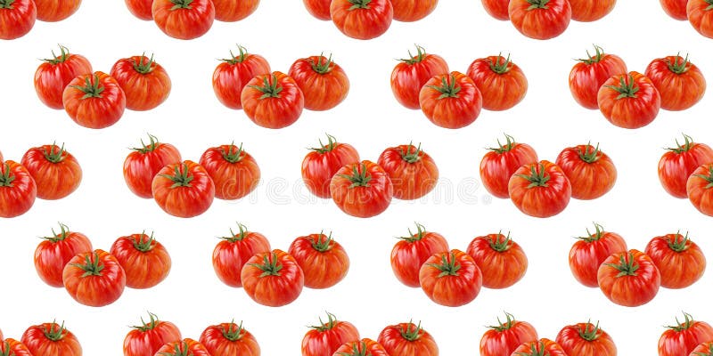 Pattern of Fresh Red and Orange Striped Tomatoes on White Background ...