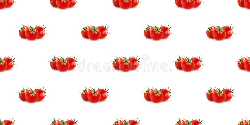 Seamless Pattern of Fresh Red Tomatoes Isolated on White Background ...