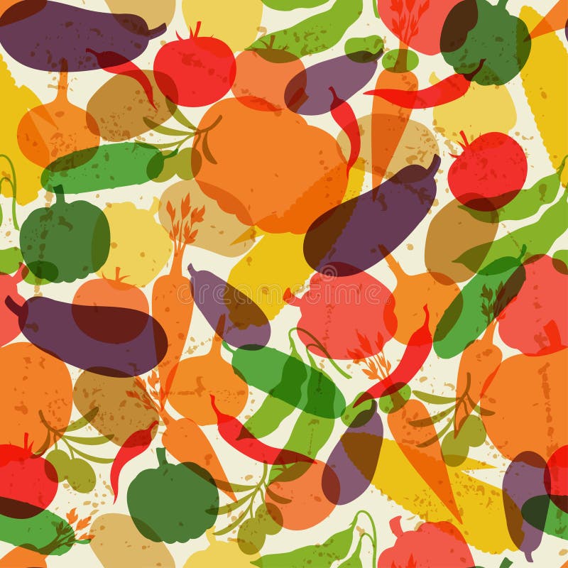 Seamless Pattern with Fresh Ripe Stylized Stock Vector - Illustration ...