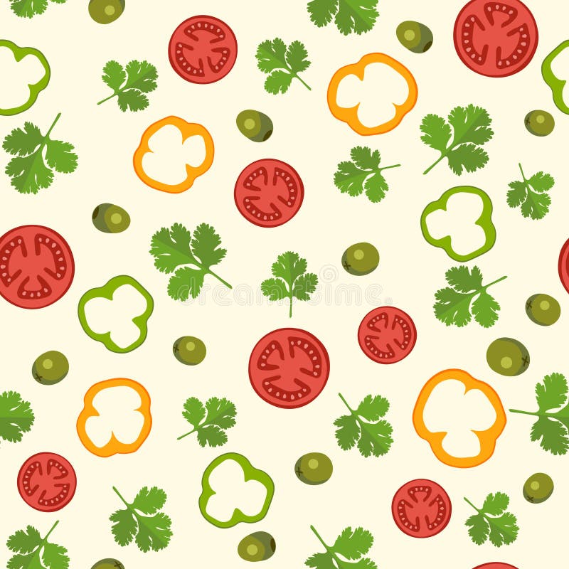 Seamless Pattern of Fresh Vegetables Stock Vector - Illustration of ...