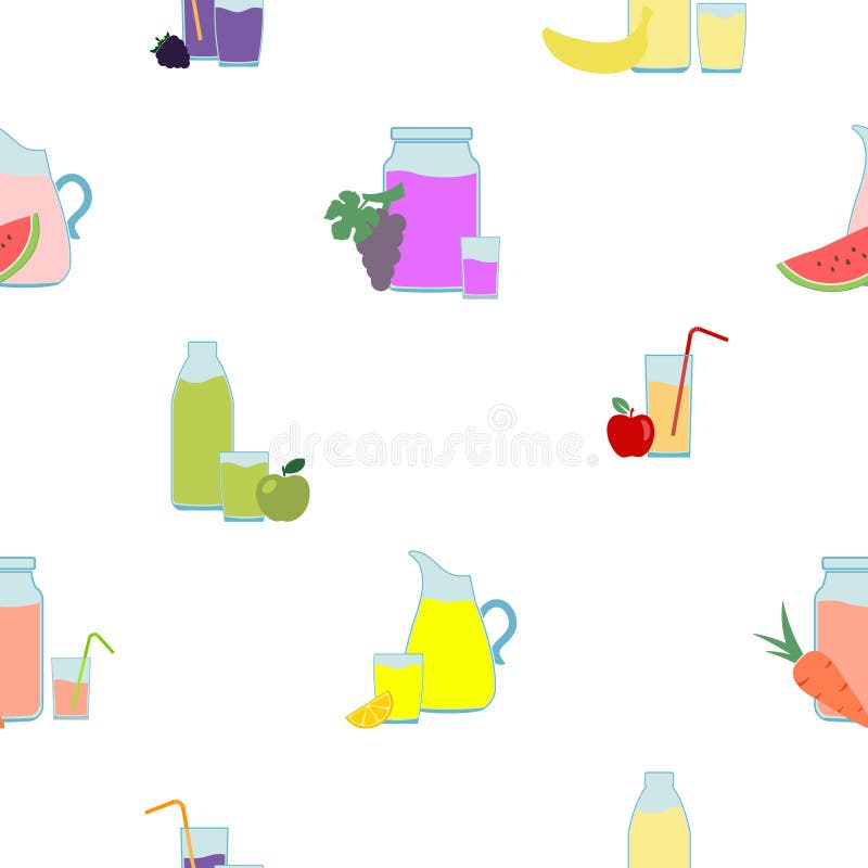 Seamless Pattern with Fruit Juice Icons Stock Vector - Illustration of ...