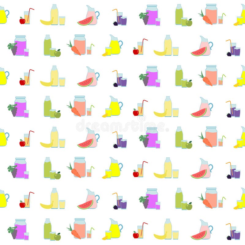 Seamless Pattern with Fruit Juice Icons Stock Vector - Illustration of ...