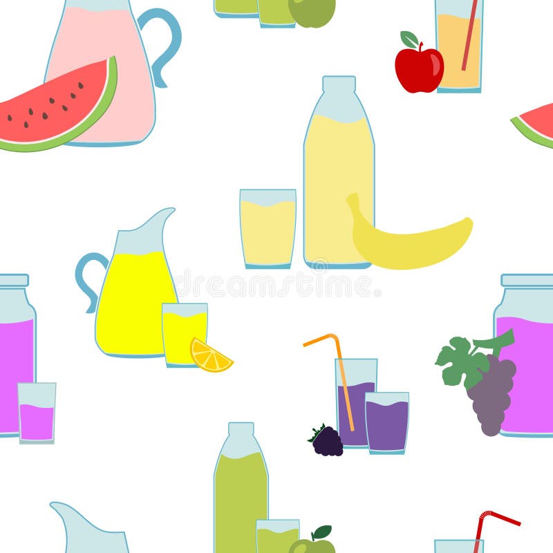 Seamless Pattern with Fruit Juice Icons Stock Vector - Illustration of ...