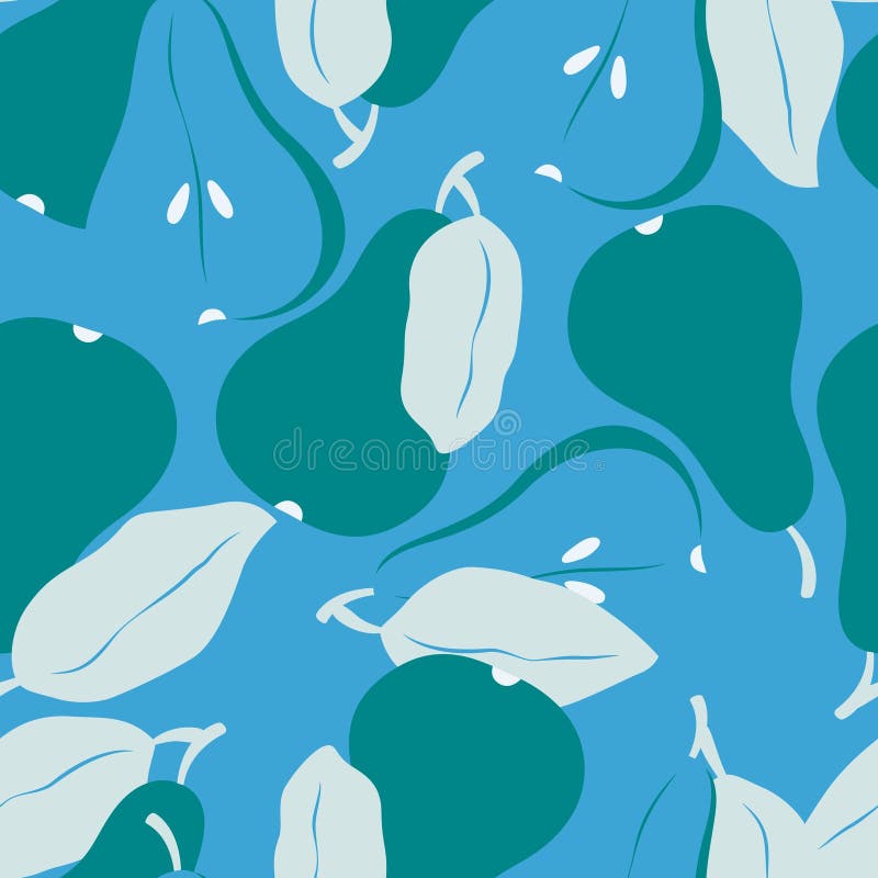 Seamless Pattern with Fruit Shapes. Pears in Blue and Green. Colorful ...