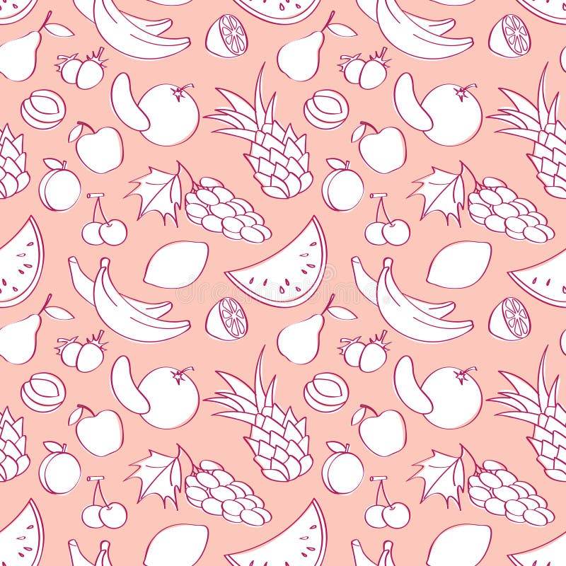 Seamless Pattern with Fruits in Cartoon Style Stock Vector ...