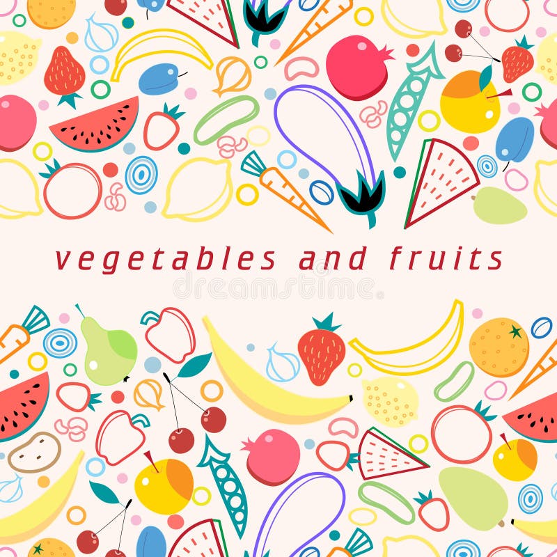 Seamless Pattern Fruits and Vegetables Stock Vector - Illustration of ...