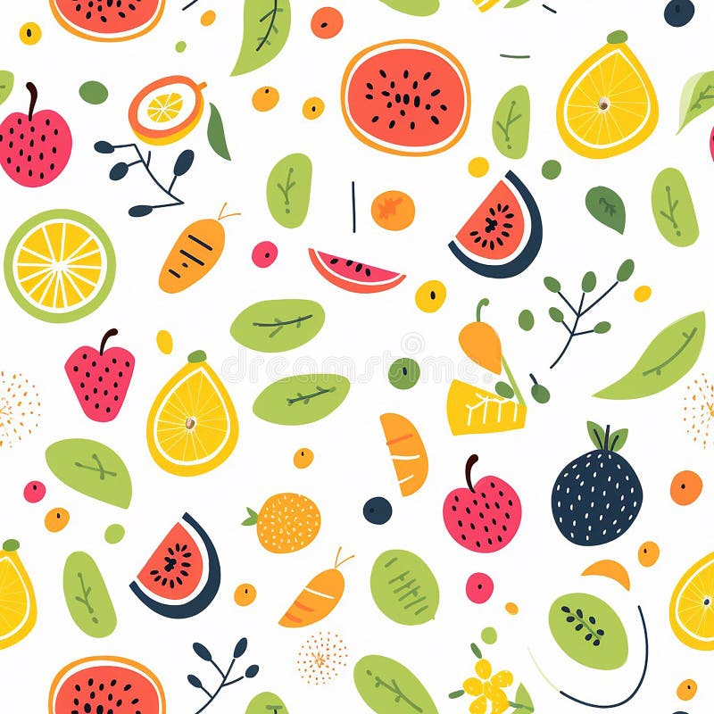 Seamless Pattern of Fruits stock illustration. Illustration of ...